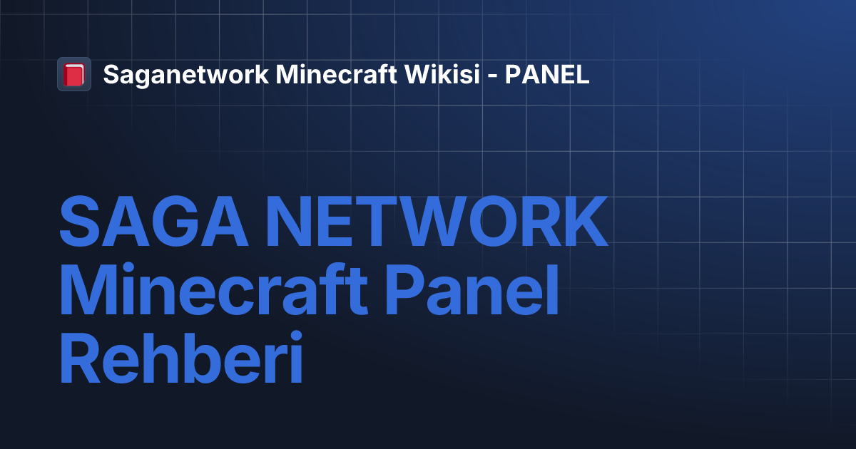 SAGA NETWORK Minecraft Panel Rehberi | Saganetwork Minecraft Wikisi - PANEL